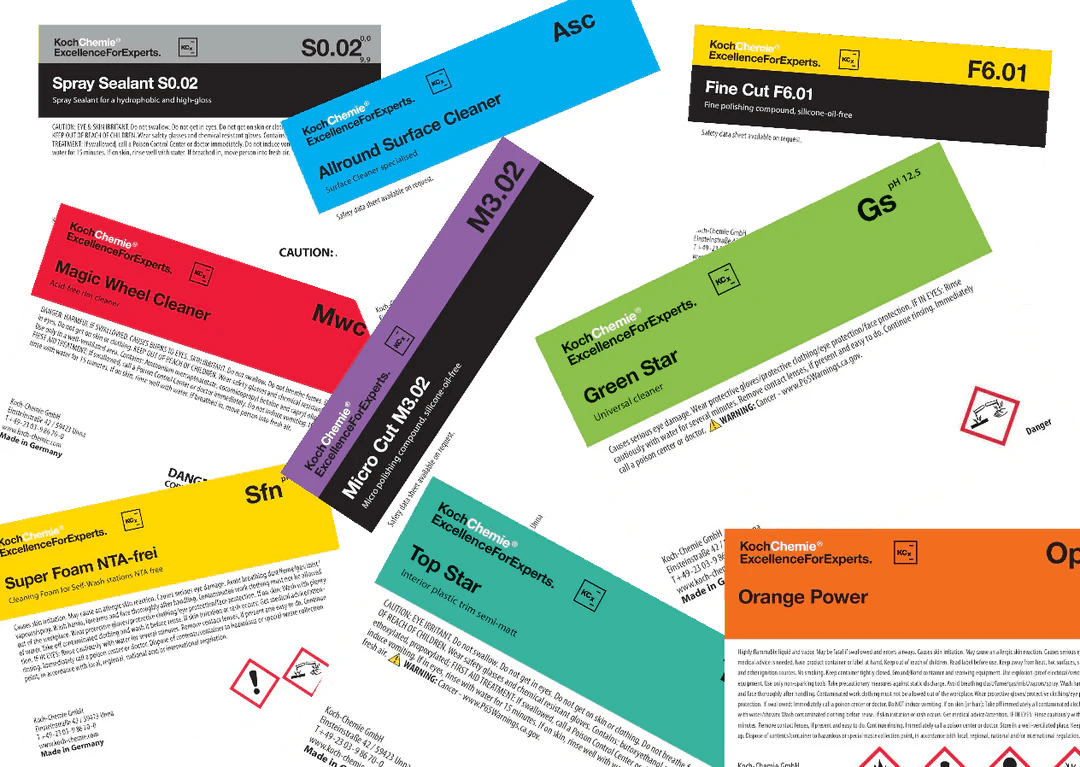 Koch-Chemie Bottle Labels (Safety Data)